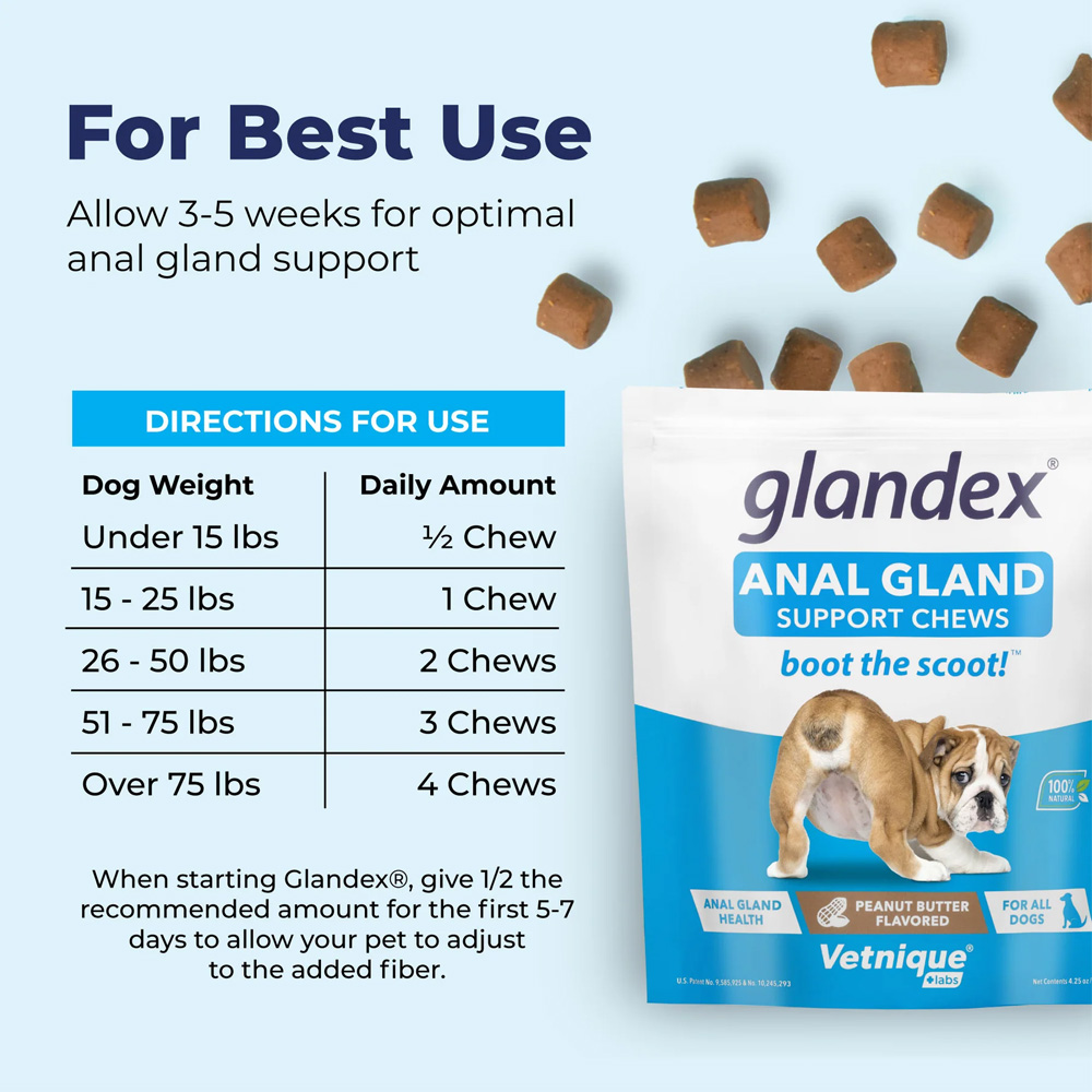 Glandex Anal Gland Support for Dogs, Peanut Butter Flavor, 30 Soft ...