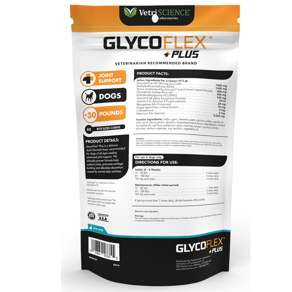 GlycoFlex Plus Joint Supplement for Medium & Large Dogs (60 Chews) | On ...