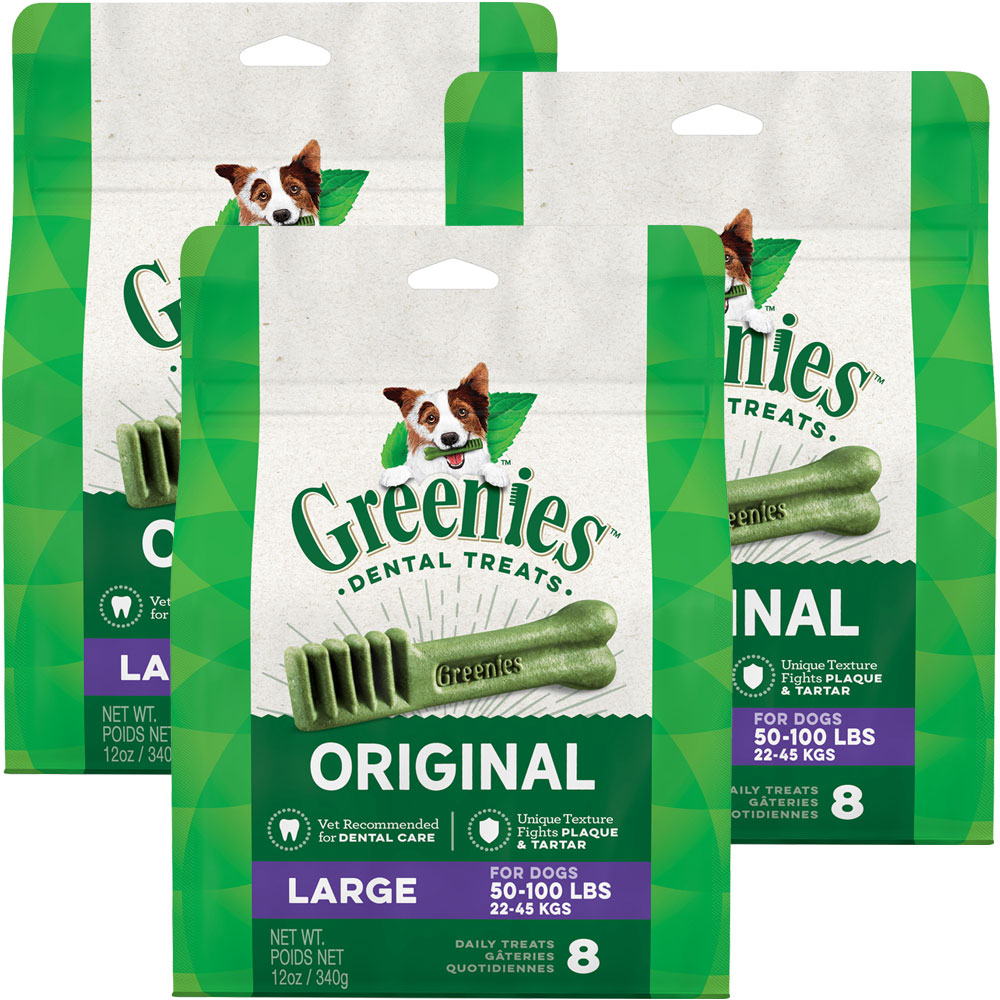 Greenies Original Dental Chew Dog Treats - Large 3-Pack (24 Bones) | On ...