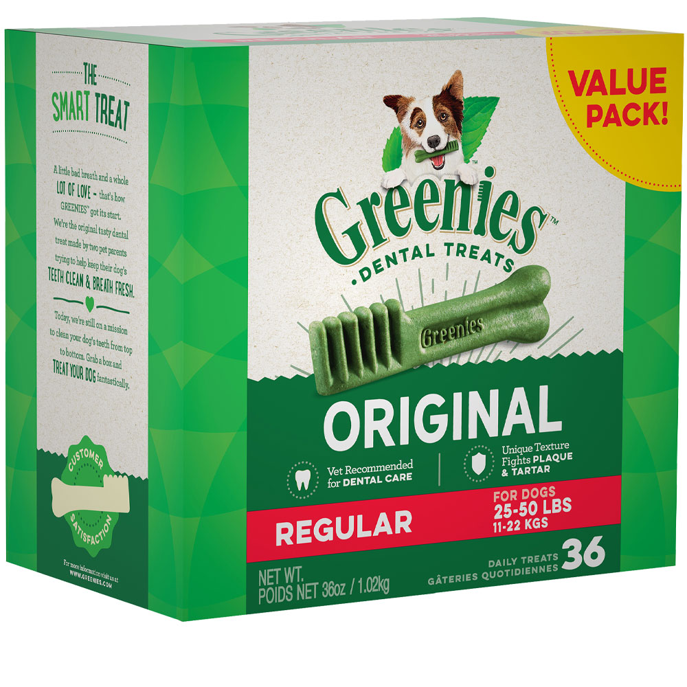 Greenies Original Dental Chew Dog Treats - Regular 36 oz (36 Bones ...