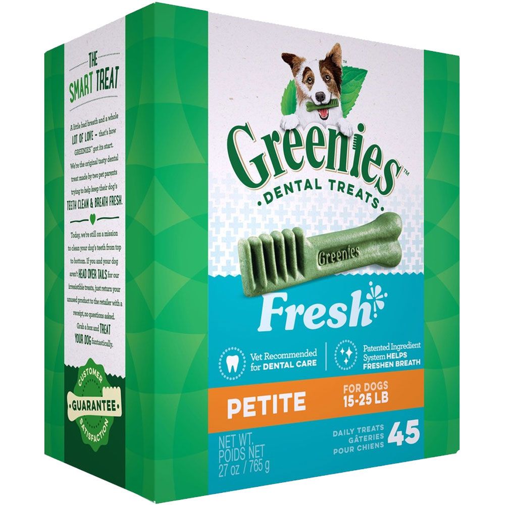 Greenies Fresh Flavor Dental Chews Dog Treats - Petite 27oz (45 Bones ...