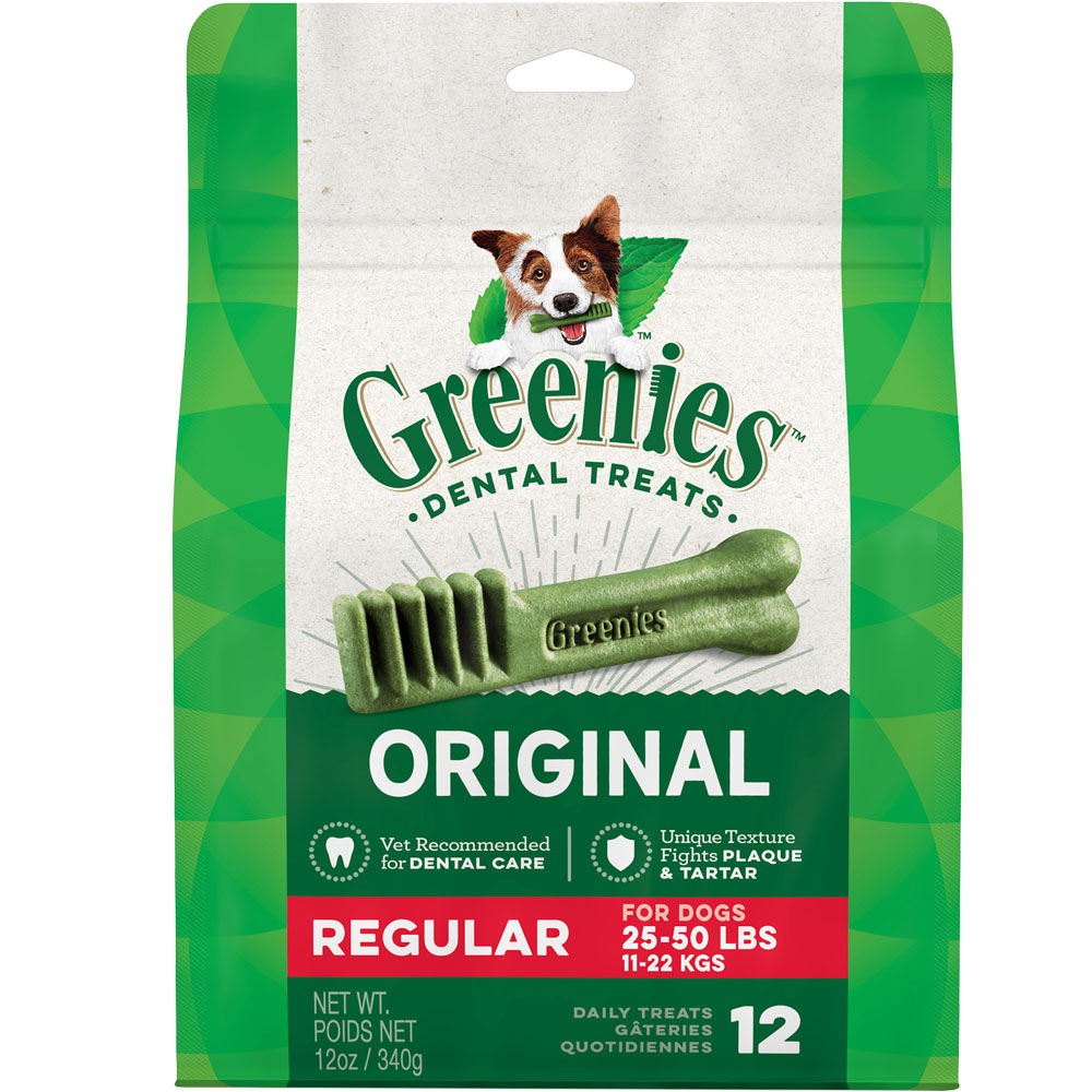 Greenies Original Dental Chew Dog Treats - Regular 12oz (12 Bones) | On ...