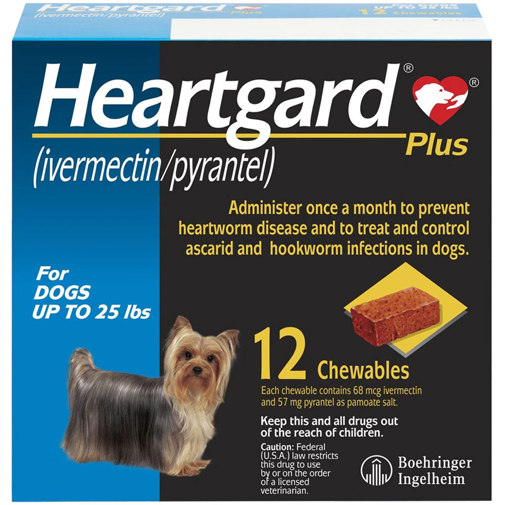 Heartgard Plus Blue for Dogs Up to 25 lbs (12 Chews) | Free Shipping*