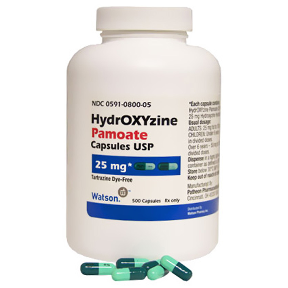 Hydroxyzine Pamoate 25mg (500 caps) | On Sale | EntirelyPets Rx