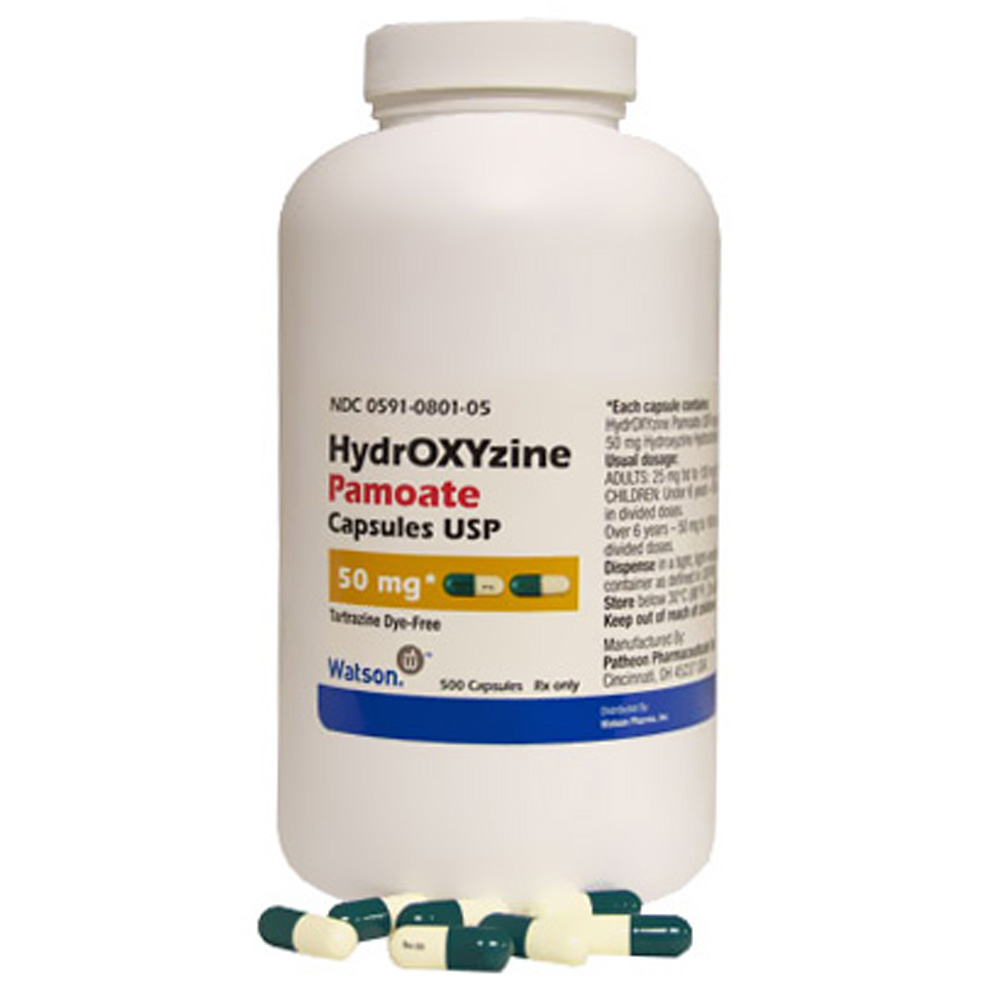 Hydroxyzine Pamoate 50mg (500 caps) | On Sale | EntirelyPets Rx