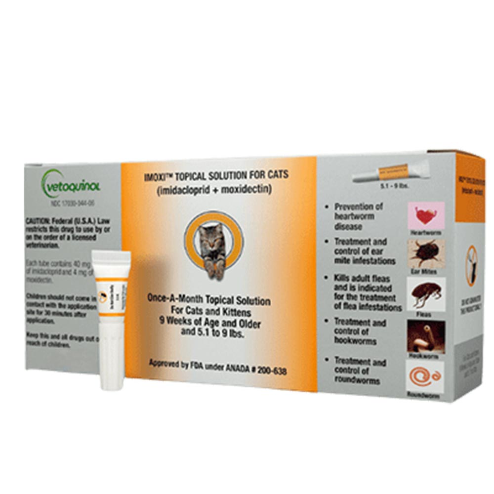 Imoxi Topical Solution (imidacloprid + moxidectin) for Cats - 5.1-9 lbs ...