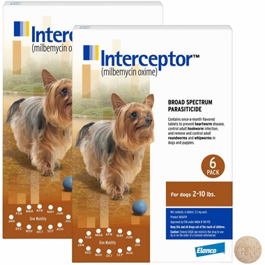 Interceptor for Dogs 2-10 lbs. | Prevention for Heartworm + Other Worms ...