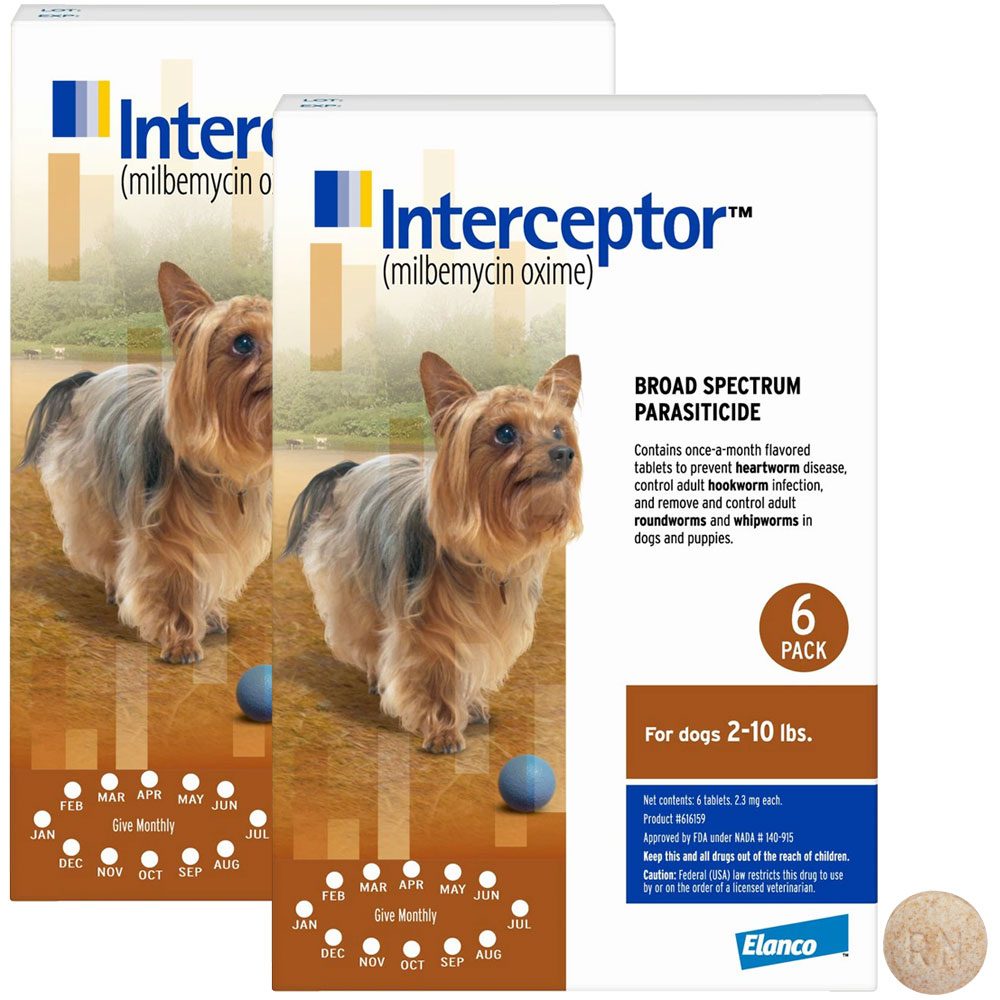 Interceptor for Dogs 2-10 lbs. | Prevention for Heartworm + Other Worms ...
