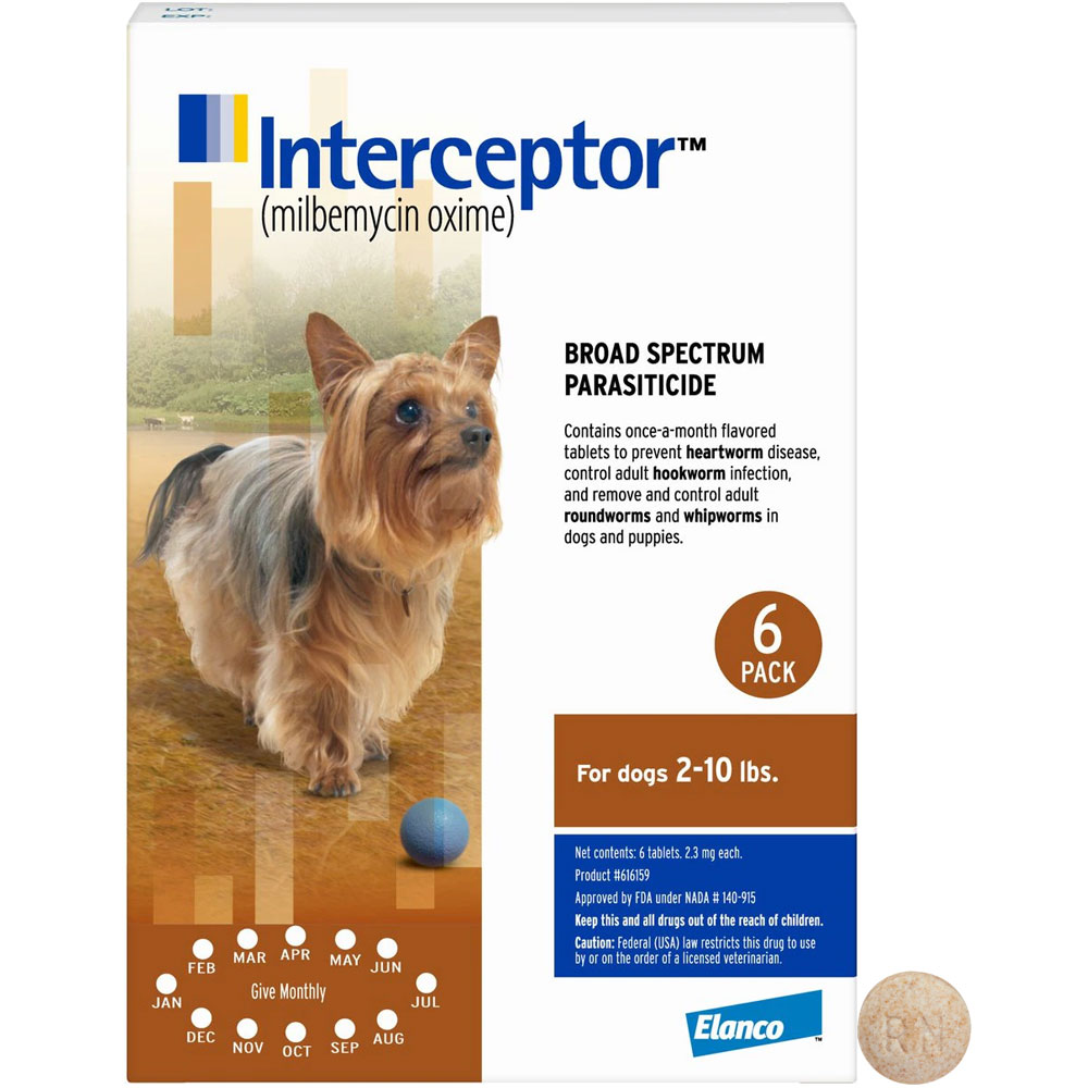 Interceptor for Dogs 2-10 lbs. | Prevention for Heartworm + Other Worms ...