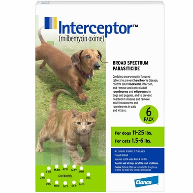 Interceptor for Dogs 11-25 lbs. | Cats 1.5-6 lbs. | Prevention for ...