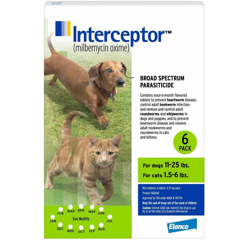 Interceptor for Dogs 11-25 lbs. | Cats 1.5-6 lbs. | Prevention for ...