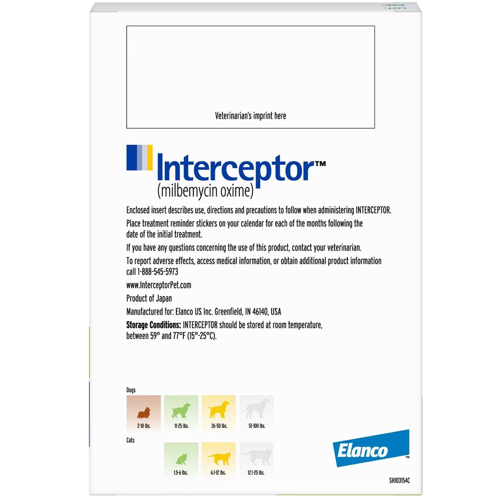 Interceptor for Dogs 11-25 lbs. | Cats 1.5-6 lbs. | Prevention for ...