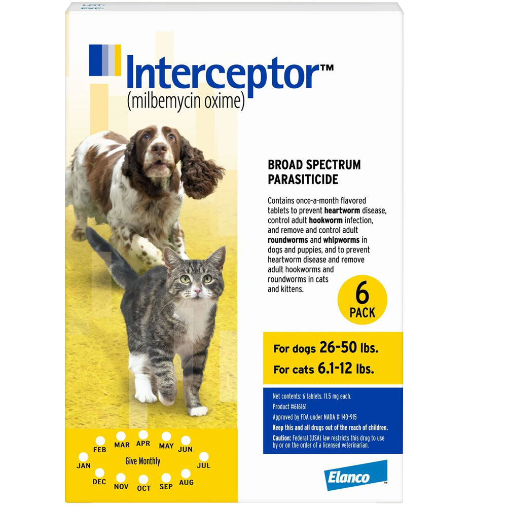 Interceptor for Dogs 26-50 lbs. | Cats 6.1-12 lbs. | Prevention for ...