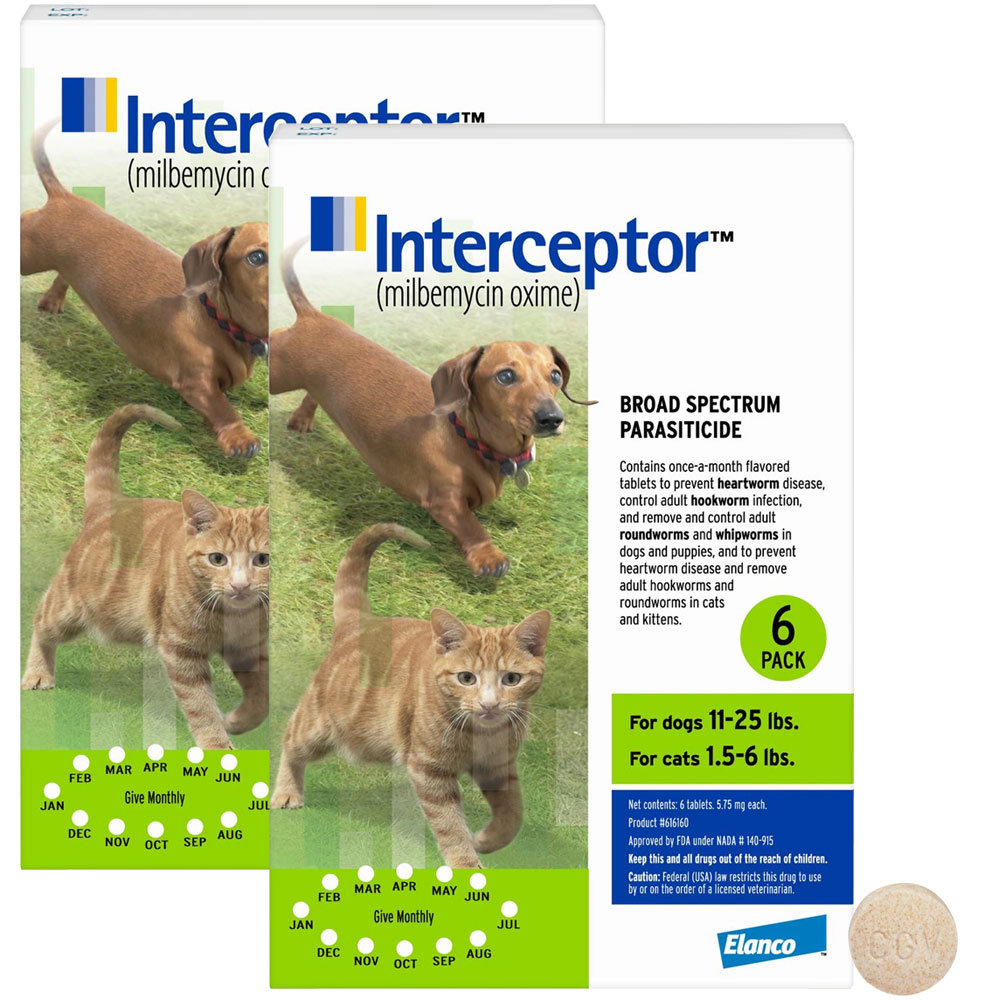 Interceptor for Dogs 11-25 lbs. | Cats 1.5-6 lbs. | Prevention for ...