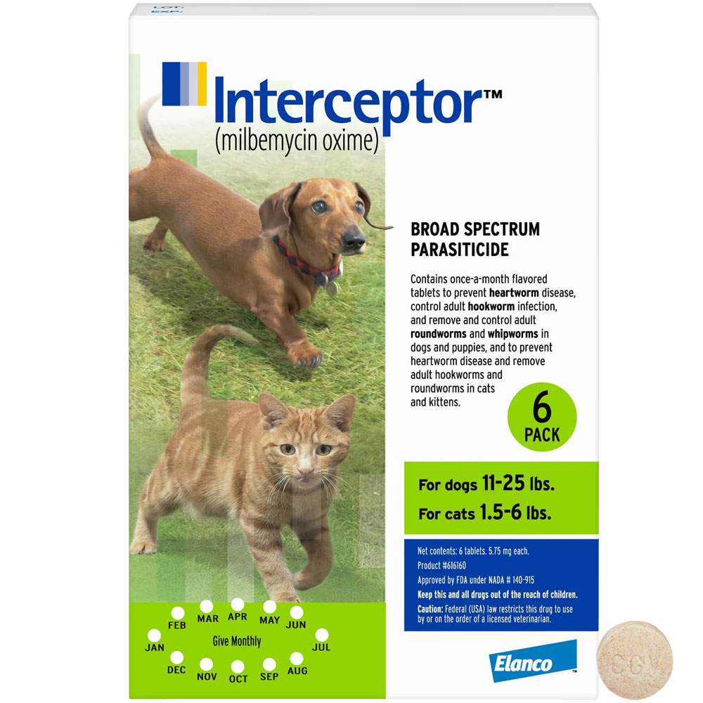 Interceptor for Dogs 11-25 lbs. | Cats 1.5-6 lbs. | Prevention for ...