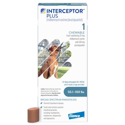 Interceptor Plus for Dogs 50.1-100 lbs Blue (1 Chew) | EntirelyPets ...