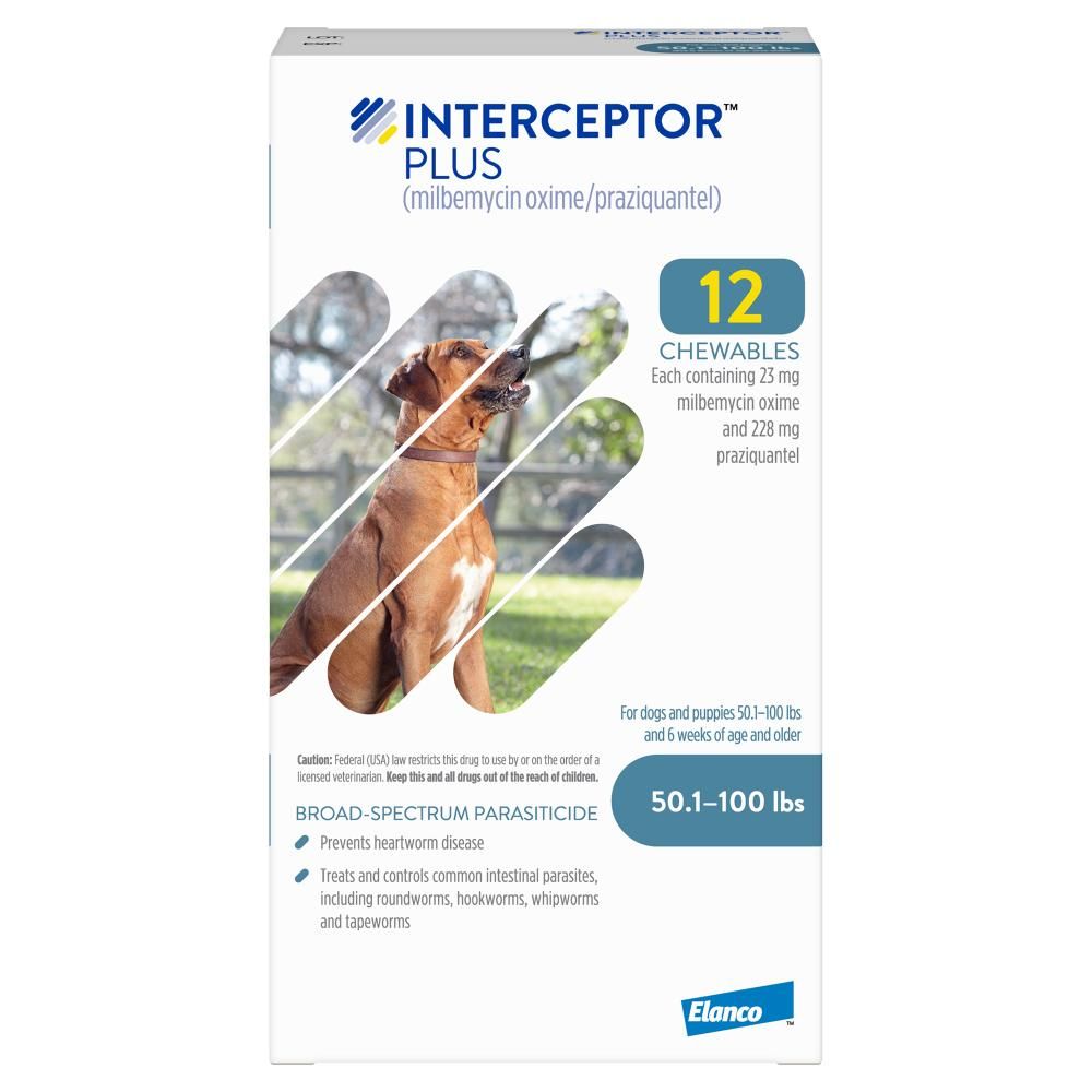 Interceptor Plus for Dogs 50.1-100 lbs Blue (12 Chews) | EntirelyPets ...