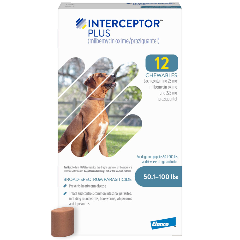 Interceptor Plus for Dogs 50.1-100 lbs Blue (12 Chews) | EntirelyPets ...
