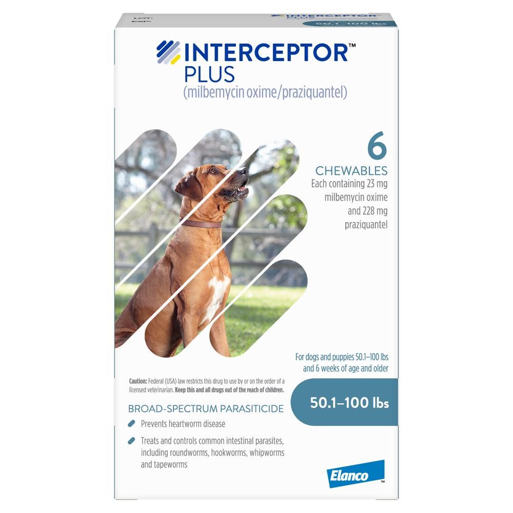 Interceptor Plus for Dogs 50.1-100 lbs Blue (6 Chews) | EntirelyPets ...