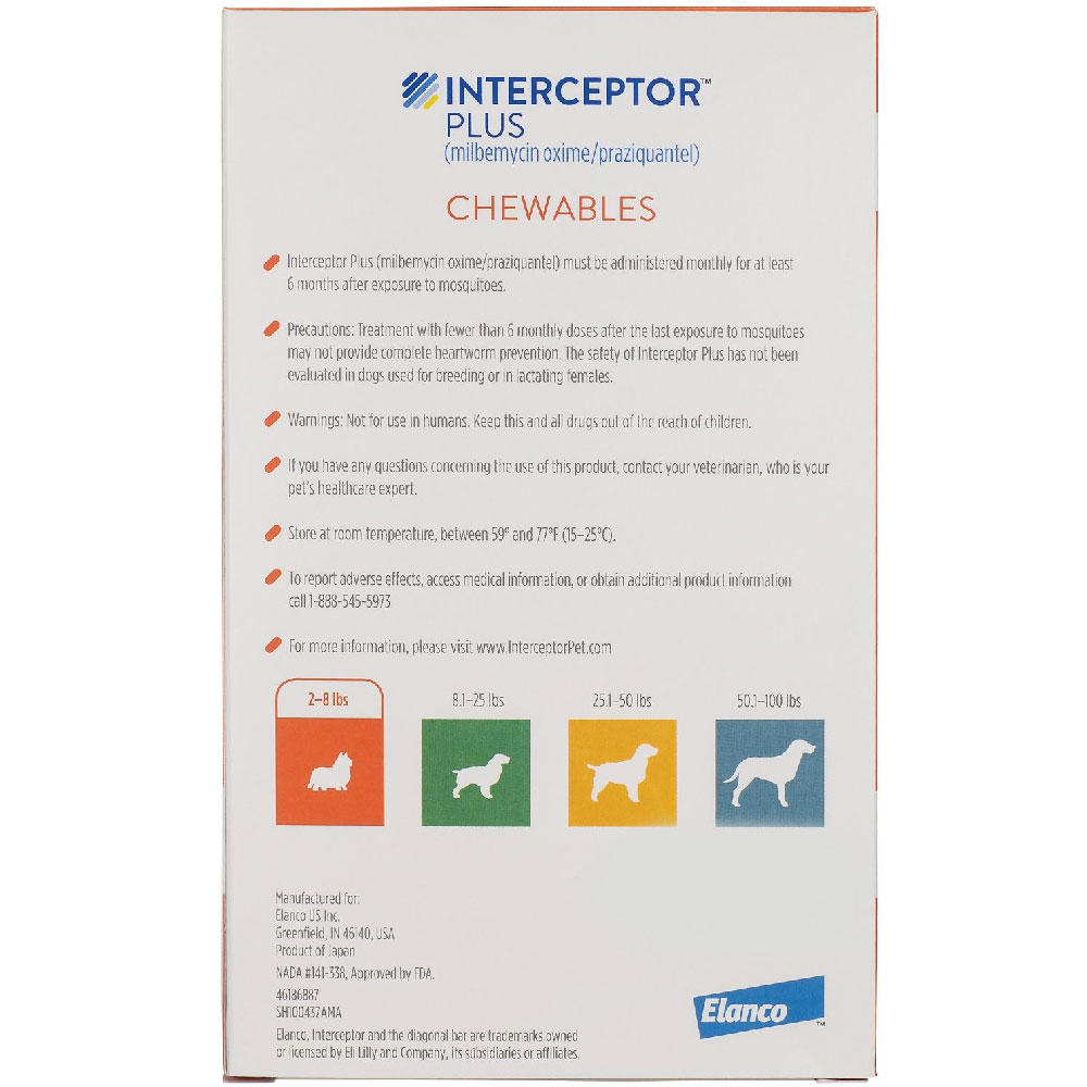 Interceptor Plus for Dogs 2-8 lbs Orange (6 Chews) | On Sale | EP Rx
