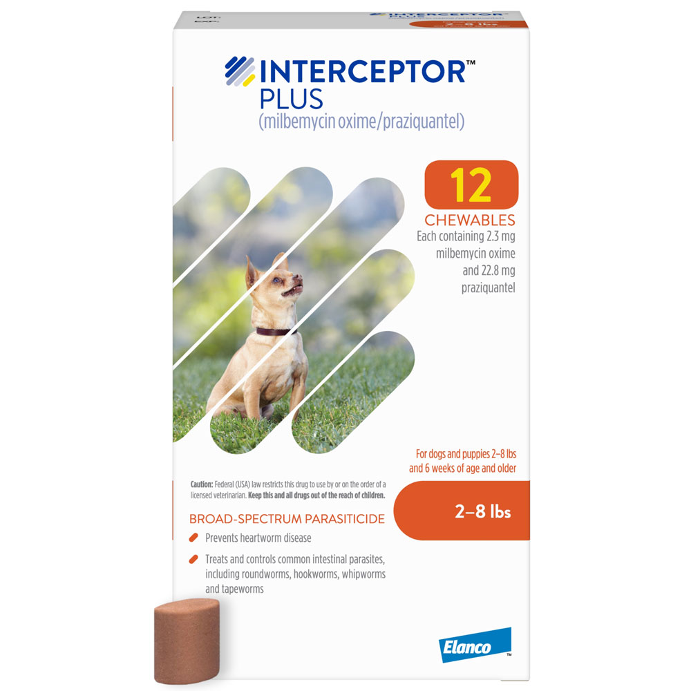 Interceptor Plus for Dogs 2-8 lbs Orange (12 Chews) | On Sale | EP Rx