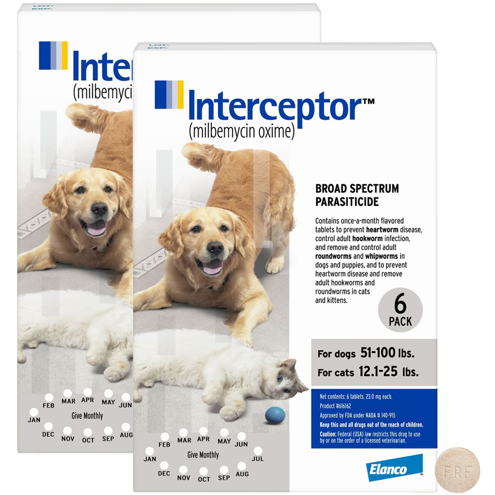 Interceptor for Dogs 51-100 lbs. | Cats 12.1-25 lbs. | Prevention for ...