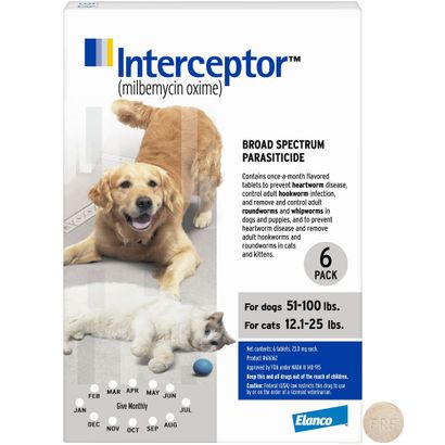 Interceptor for Dogs 51-100 lbs. | Cats 12.1-25 lbs. | Prevention for ...