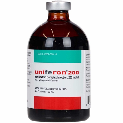 Iron Dextran Uniferon 200mg, 100mL | On Sale | EntirelyPets Rx