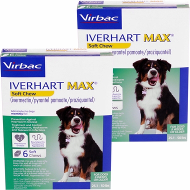 Iverhart Max for Dogs, 25.1-50 lbs (12 Ct.) | Free Shipping ...