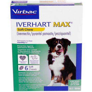Iverhart Max for Dogs, 25.1-50 lbs | Free Shipping | EntirelyPets Rx