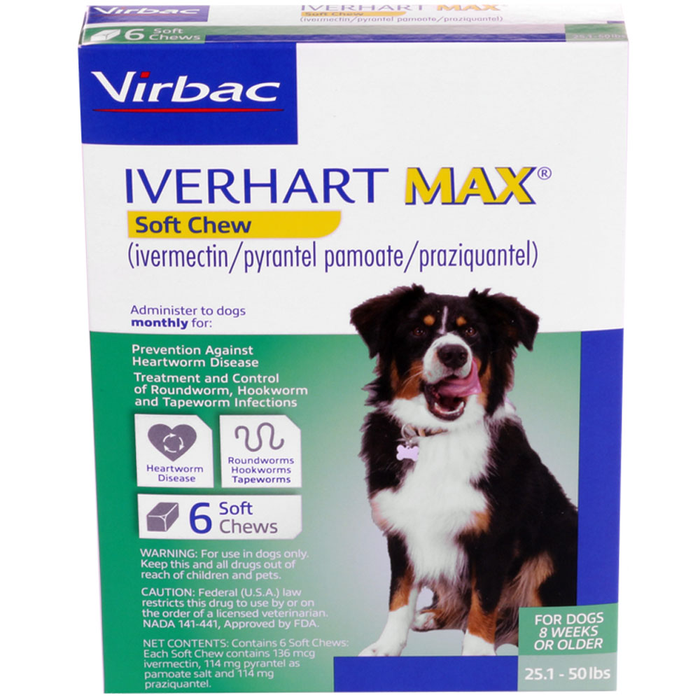 Iverhart Max for Dogs, 25.1-50 lbs | Free Shipping | EntirelyPets Rx