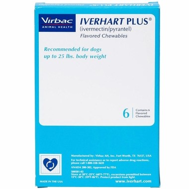 Iverhart Plus Chewable Tablet for Dogs, 1-25 lbs, Blue Box), 1 Chewable ...