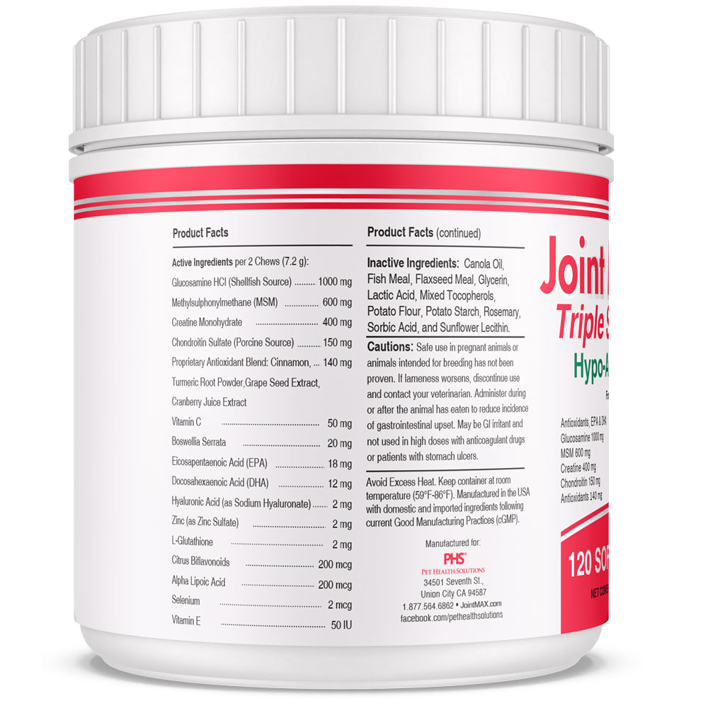 Joint MAX Triple Strength Hypoallergenic Soft Chews (120 Chews) | On ...