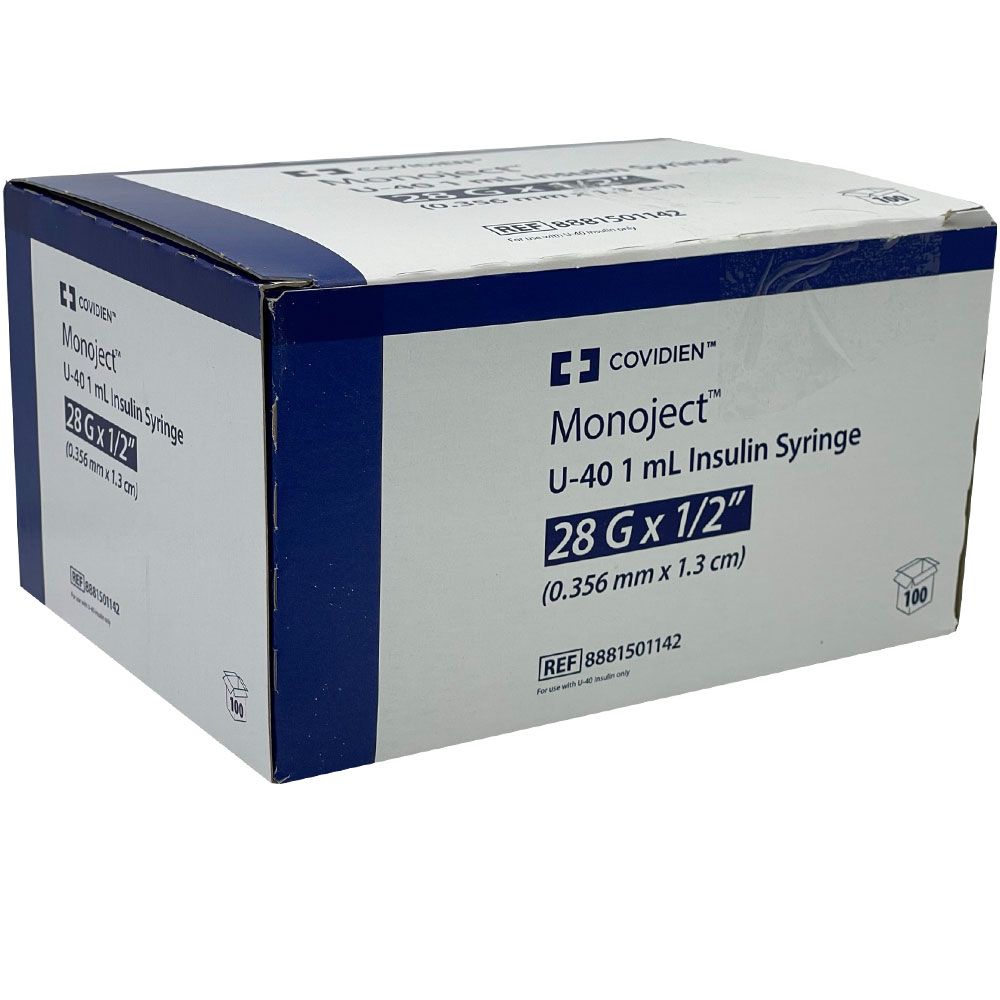 Monoject U-40 1 mL Insulin Syringe 28 x 1/2" (100 Count) | On Sale ...