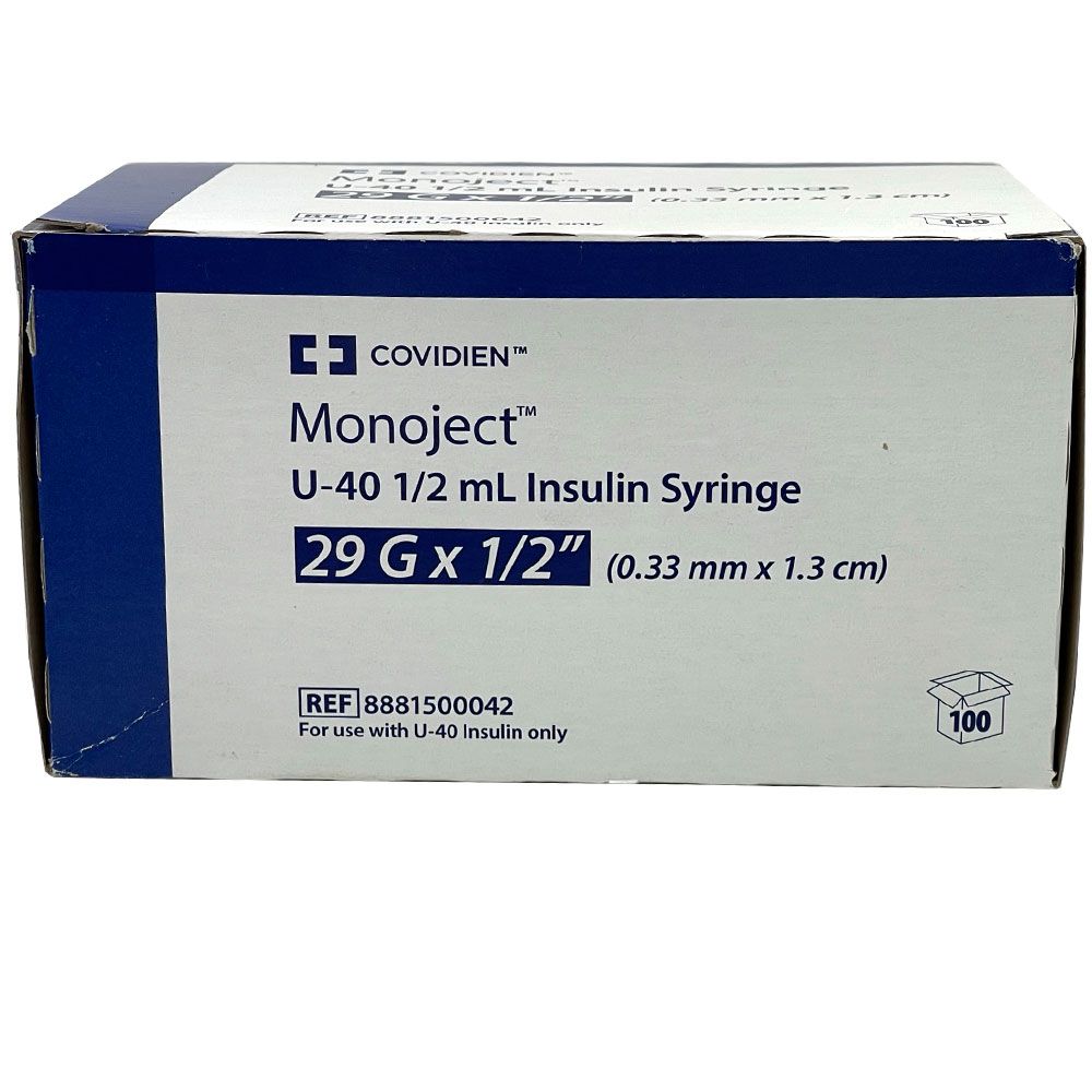 Monject U 40 1 2 ML Insulin Syringe 29 G X 1 2 In 100 Count On