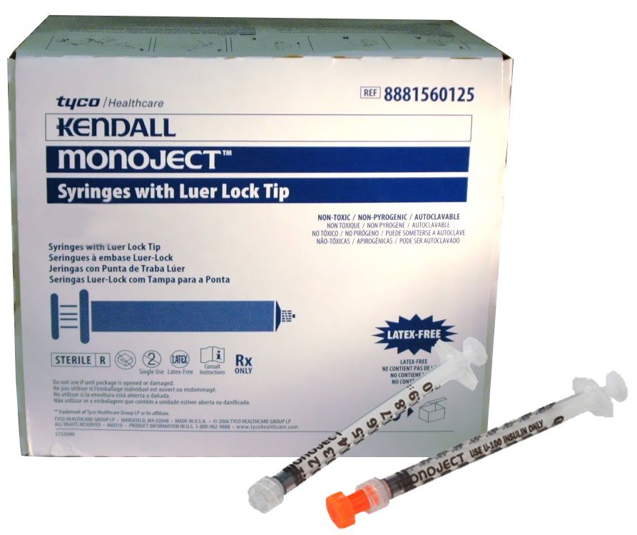 Kendall Monoject Syringes Veterinary Pack 3cc Luer Lock 25g x 5/8" Red ...
