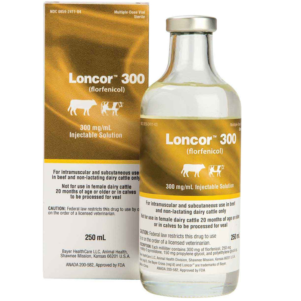 Loncor 300 (Florfenicol) for Cattle - Injectable Solution, 250mL ...
