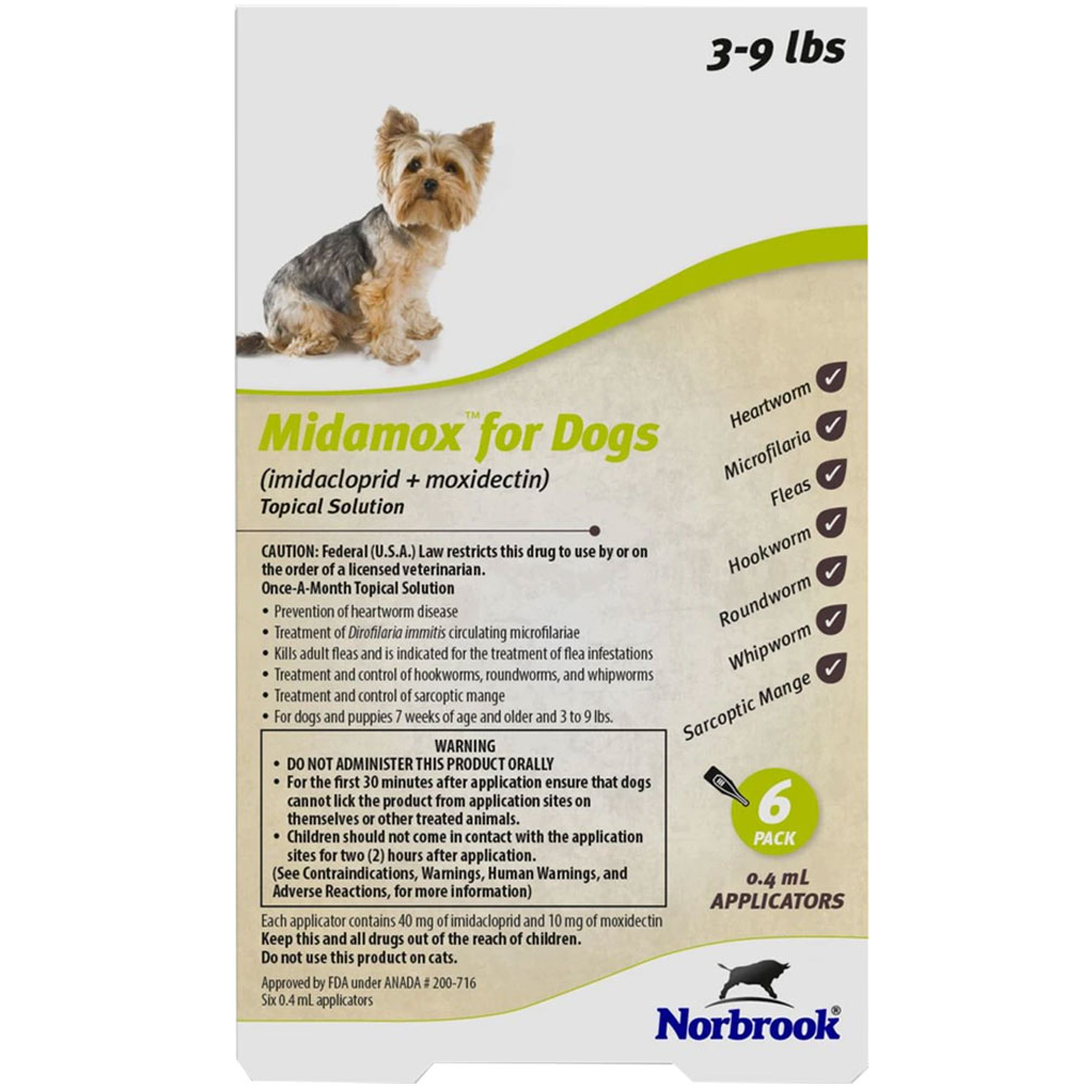 Midamox for Dogs 3 to 9 lbs, Yellow (6 Dose) - [Flea & Parasite ...