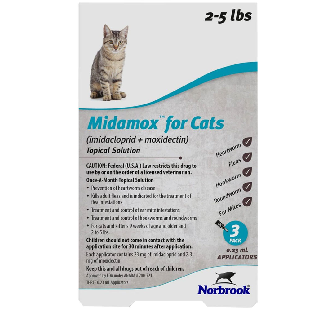 Midamox for Kittens 2 to 5 lbs, Teal (3 Dose) - [Flea & Parasite ...