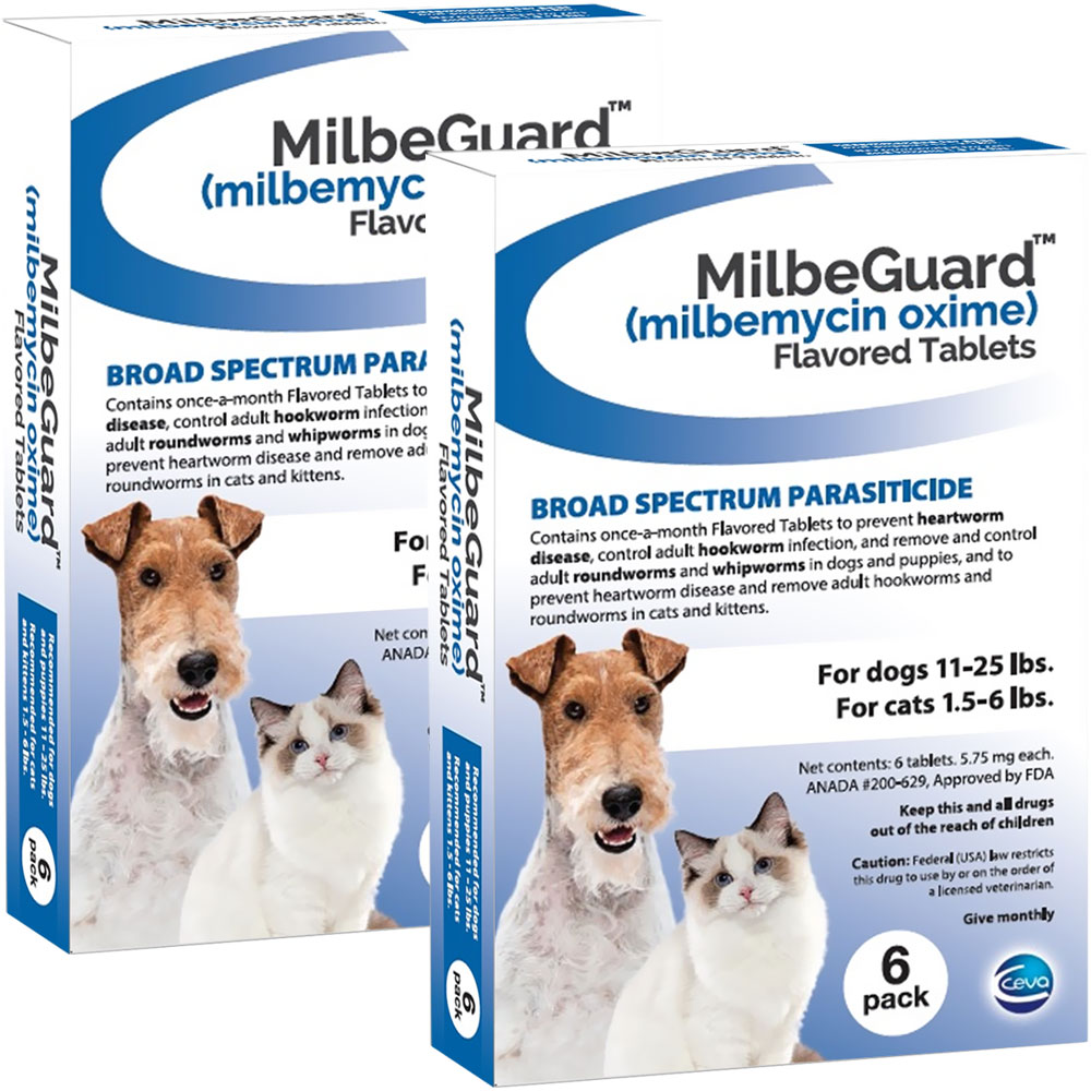 MilbeGuard Flavored Tablets for Dogs 11-25 lbs & Cats 1.5-6 lbs - Blue ...