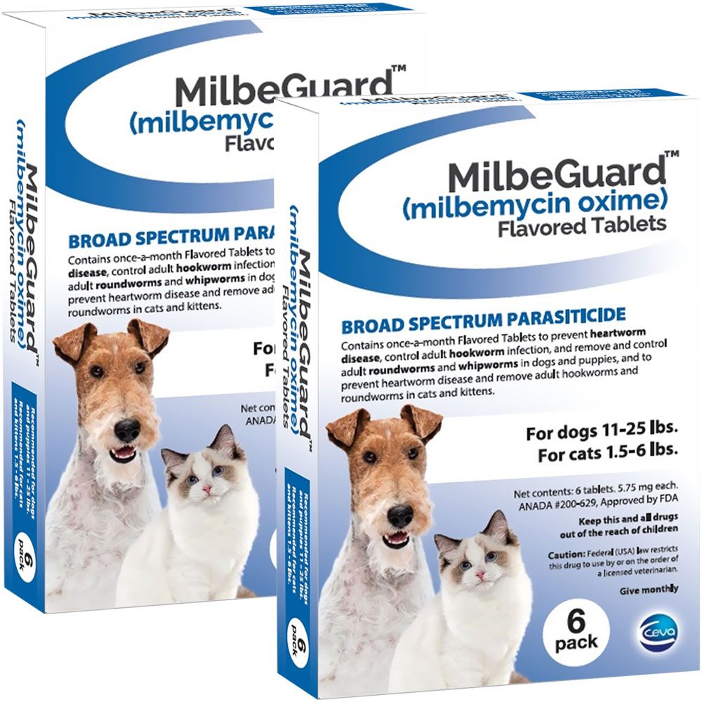 MilbeGuard Flavored Tablets for Dogs 11-25 lbs & Cats 1.5-6 lbs - Blue ...