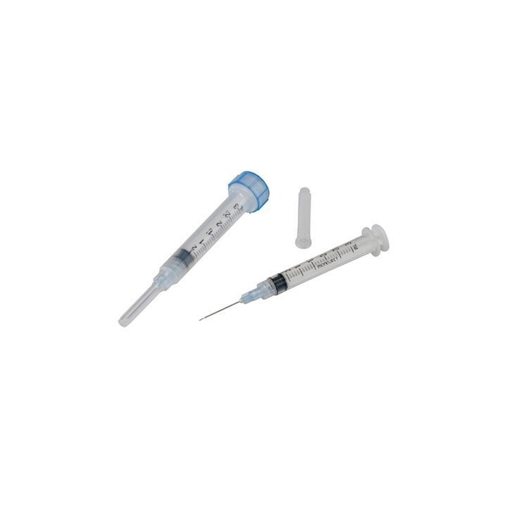 Monoject Rigid Pack 3cc Syringe with Hypodermic Needle, Luer Lock, Blue ...