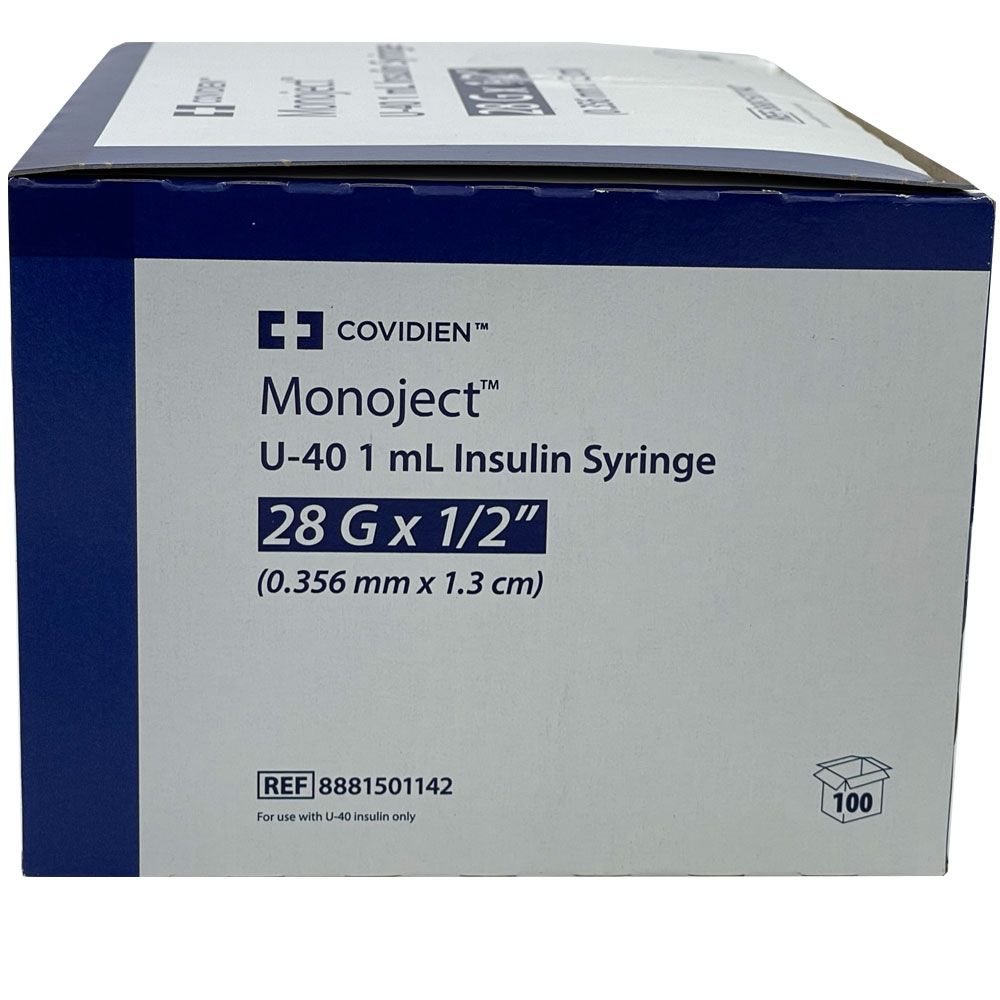 Monoject U-40 1 mL Insulin Syringe 28 x 1/2" (100 Count) | On Sale ...