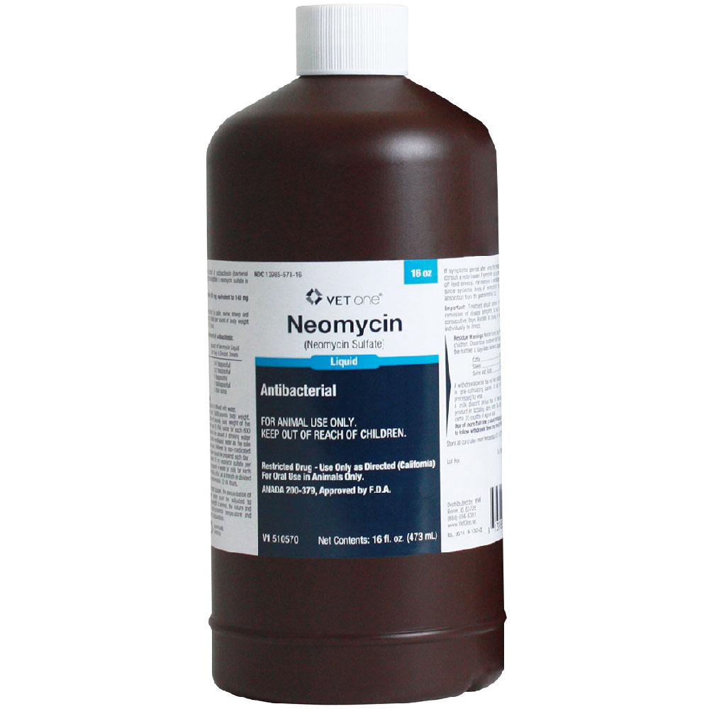 Neomycin for Animals - (Neomycin Sulfate) Antibacterial Liquid, 16oz ...