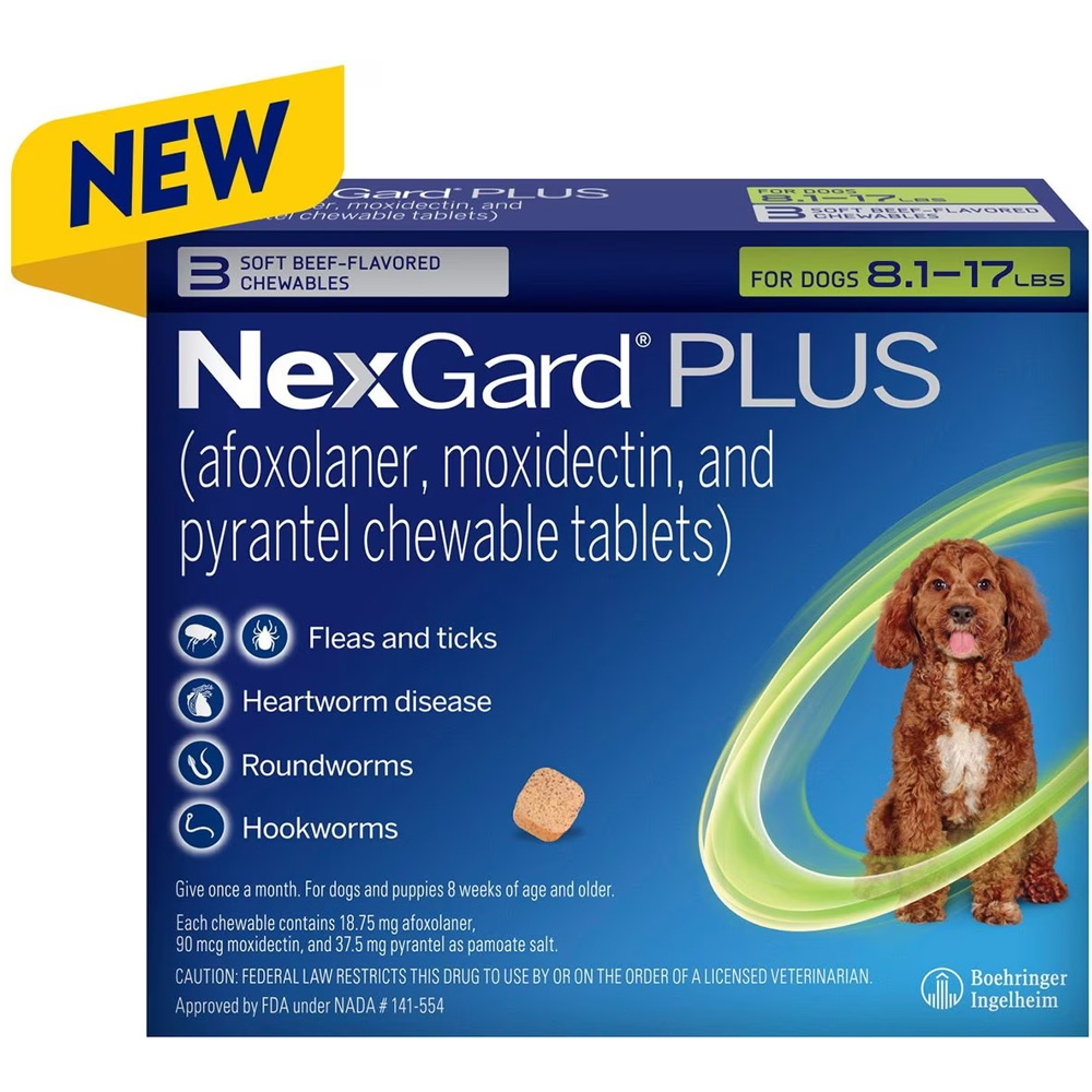 NexGard Plus for Dogs Chewable - 8.1-17 lbs. Green, 3 Months - [Flea ...