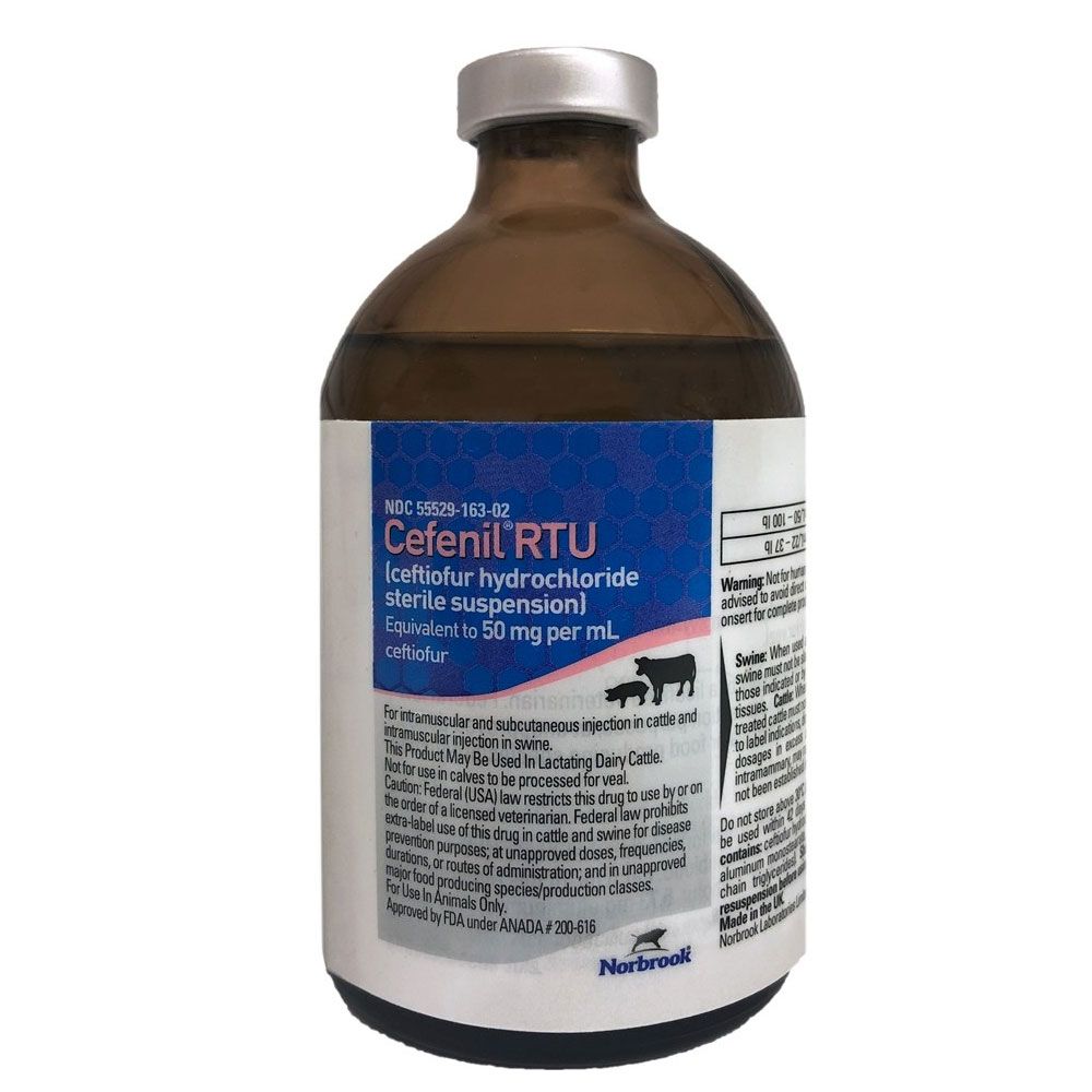 Norbrook Cefenil RTU (Ceftiofur Hydrochloride) Sterile Suspension 50mg ...