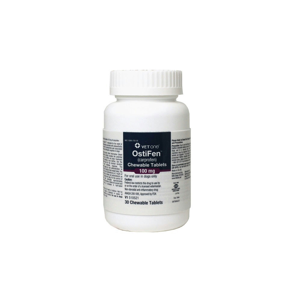 OstiFen (Carprofen) Chewable Tablets for Dogs 100mg (30 count) - [Pain ...