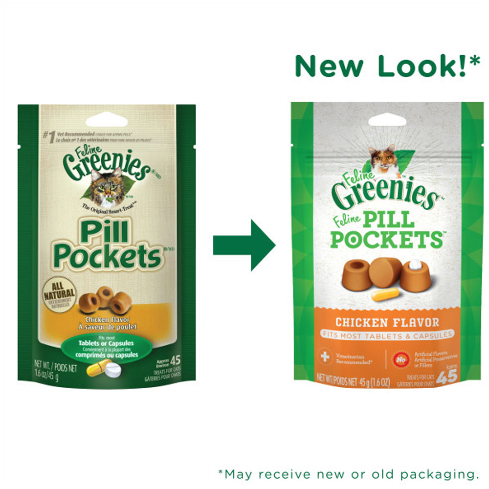Feline Greenies Pill Pockets Cats Treats - Chicken Flavor 1.6 oz (45 ...