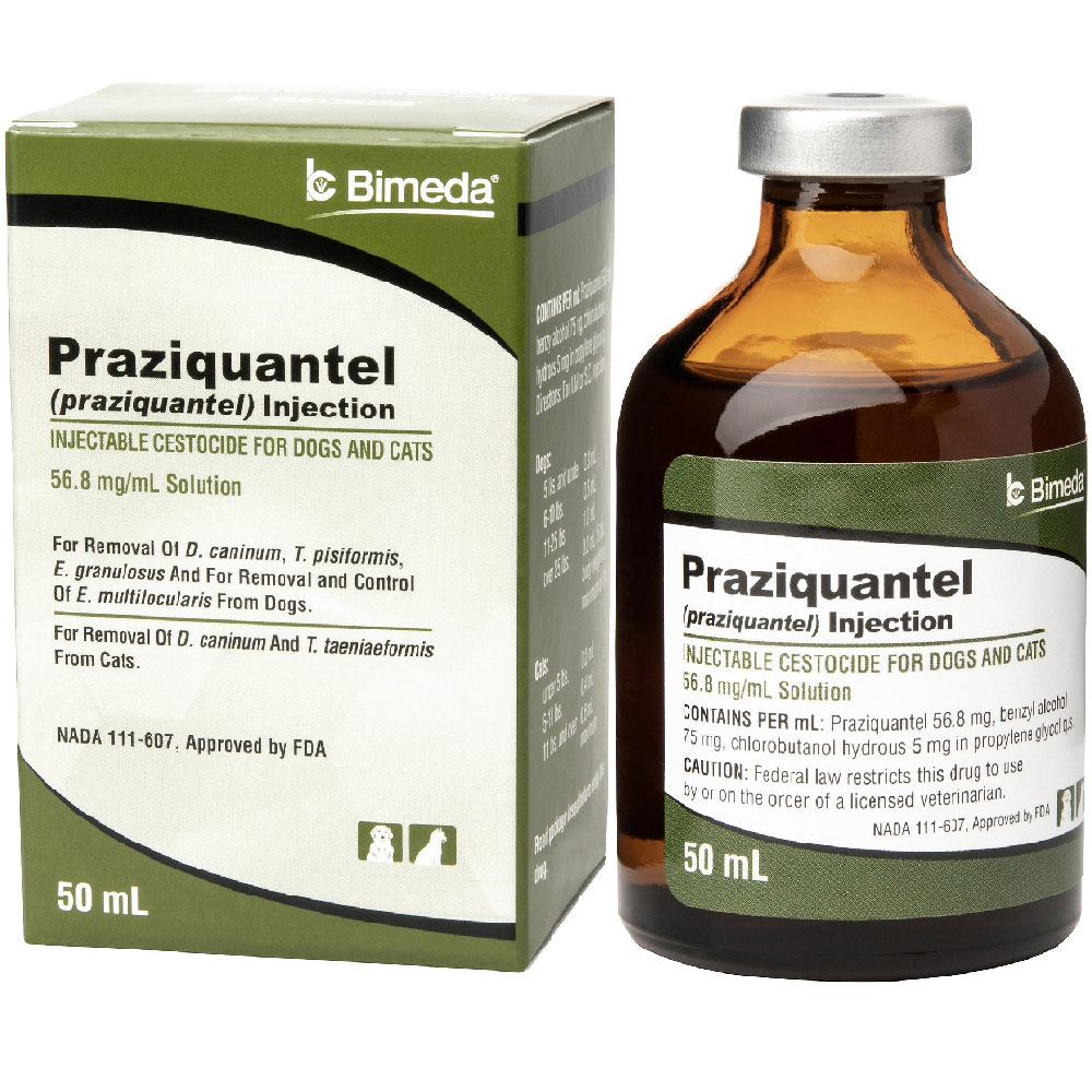 Praziquantel for Dogs & Cats - Injectable (50 mL) - [Tapeworms Medicine ...