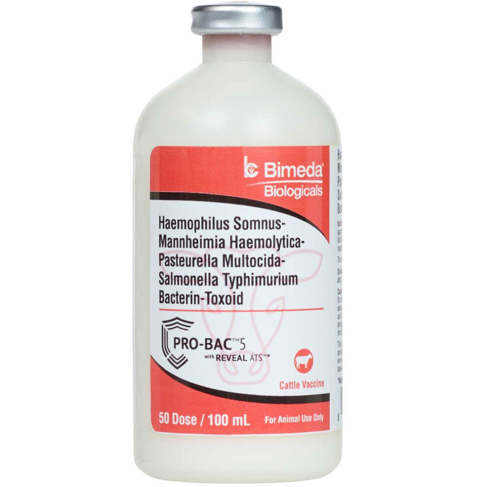 Pro-Bac 5 with Reveal ATS Cattle Vaccine, 50 dose, 100-ml | On Sale ...